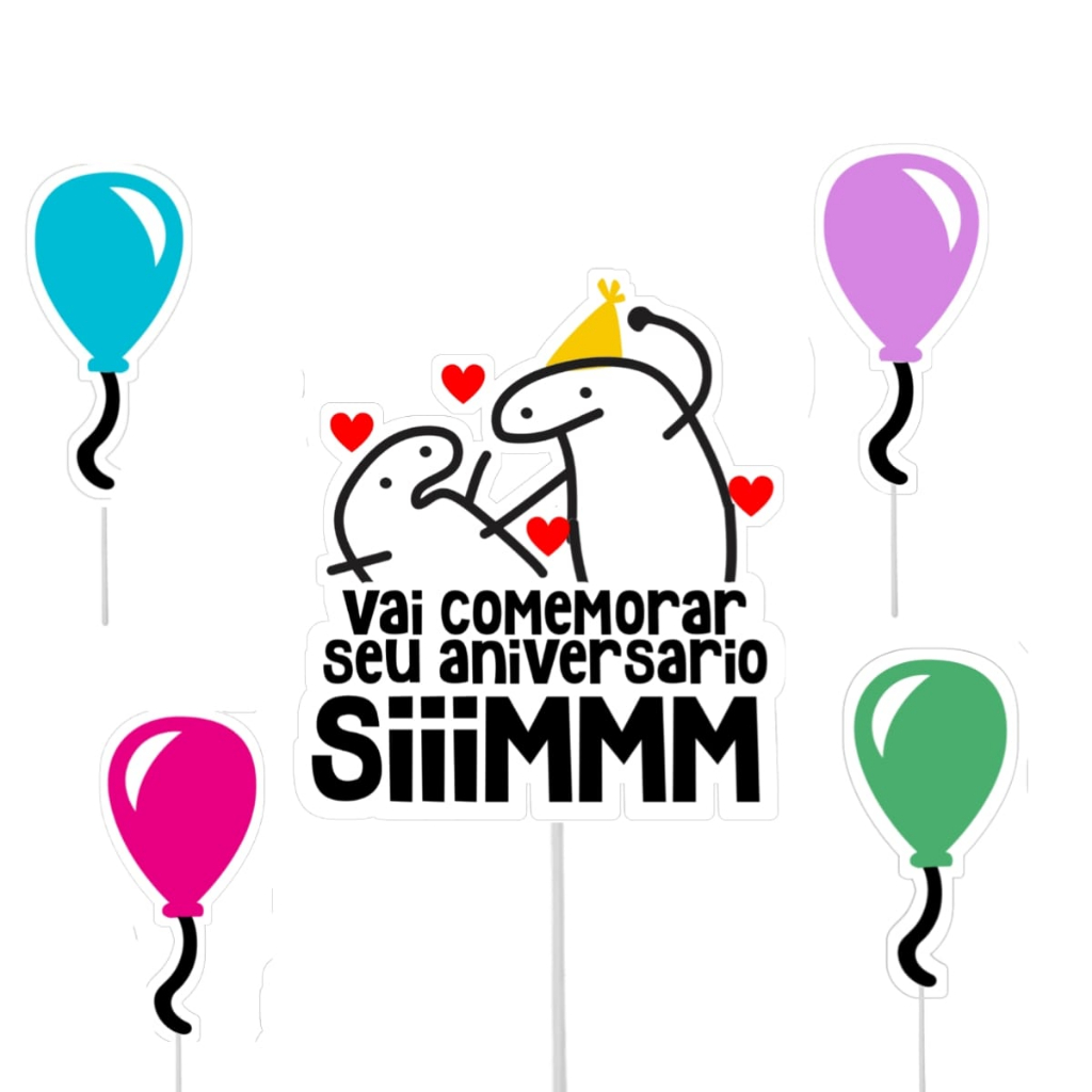 Topo Topper Decoração De Bolo Enfeite Flork Vai Comemorar Simmm ... Topo Topper Decoração De Bolo Enfeite Flork Vai Comemorar Simmm ...