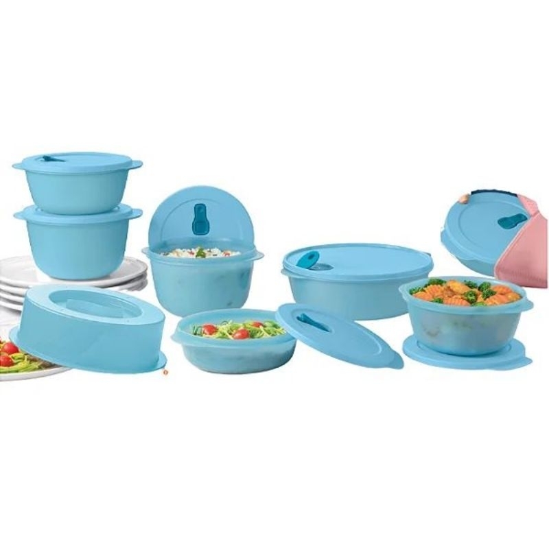 Tupperware Bea/Pda Microondas Azul Completo | Shopee Brasil