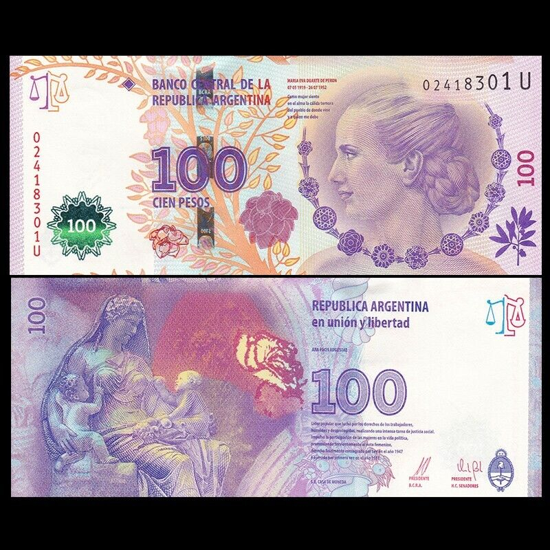 Cédula Argentina 100 Pesos, COMEMORATIVA (FE) | Shopee Brasil
