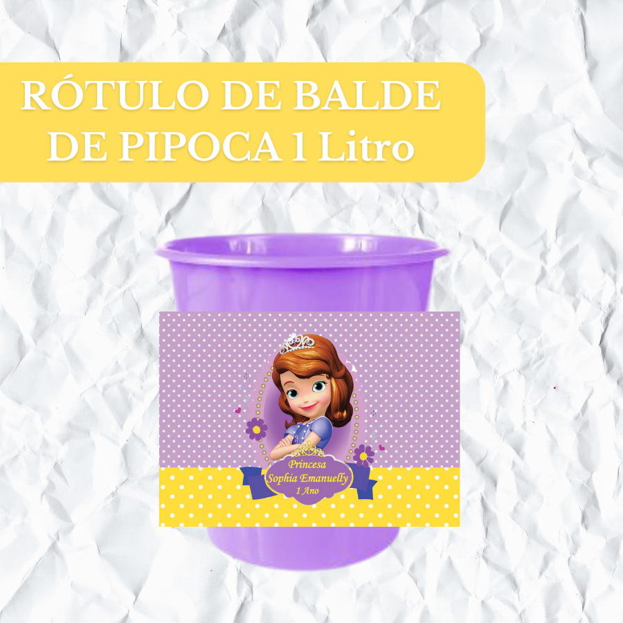 Rótulo Adesivo Balde de Pipoca 1 litro - Adesivo Personalizado tamanho ...