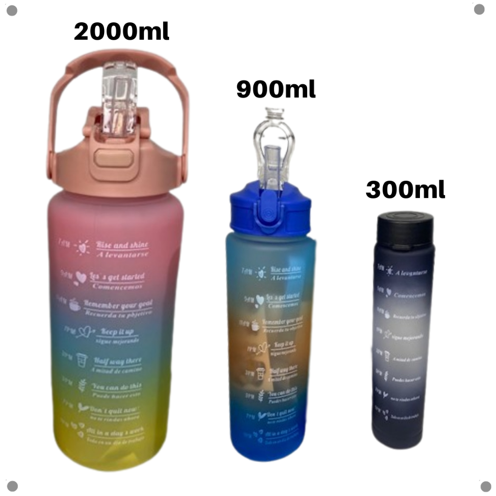 Garrafa de Água Squeeze - 300ML OU 900ML OU 2000ML Com Frases Motivacionais | Shopee Brasil