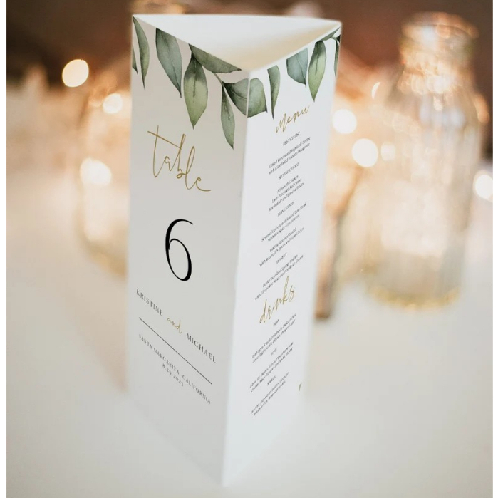 Kit 50 Menu Cardápio triangular para Casamento, festas em geral ...