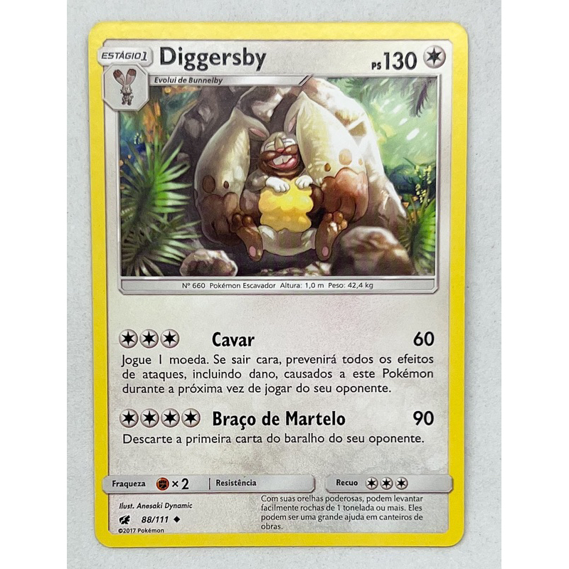 Carta 88/111 Pokémon TCG Original Copag Card Diggersby | Shopee Brasil