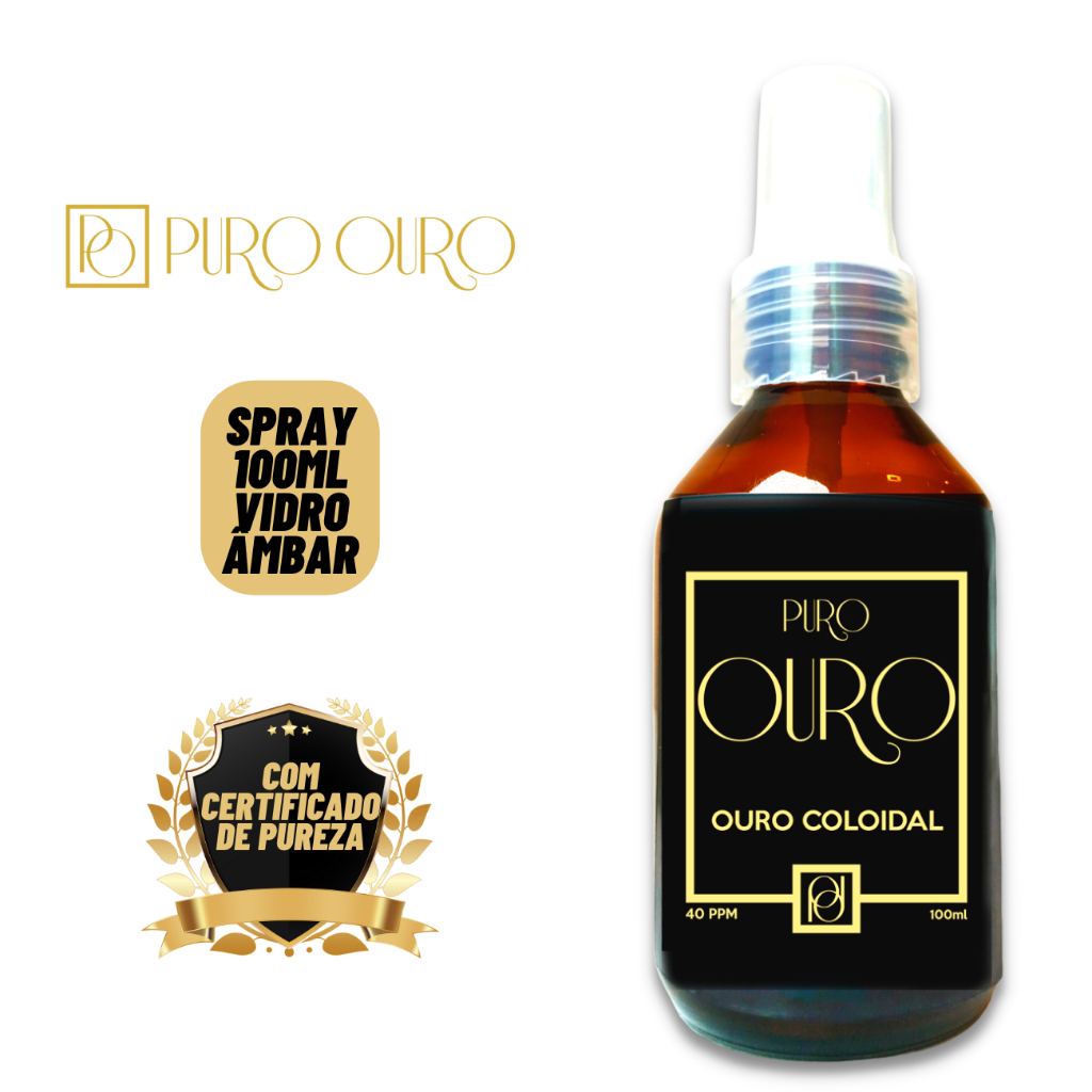 Puro Ouro Coloidal 250ppm 24k Puro Ouro Spray 100ml Com Certificado de ...