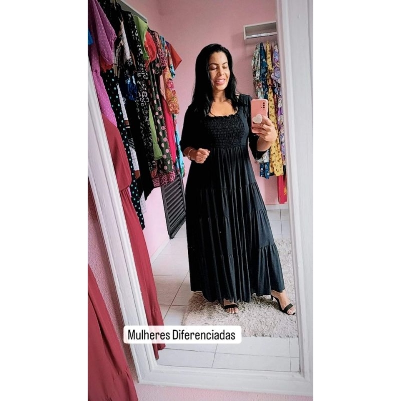 vestido longo com lactex e outros modelos | Shopee Brasil