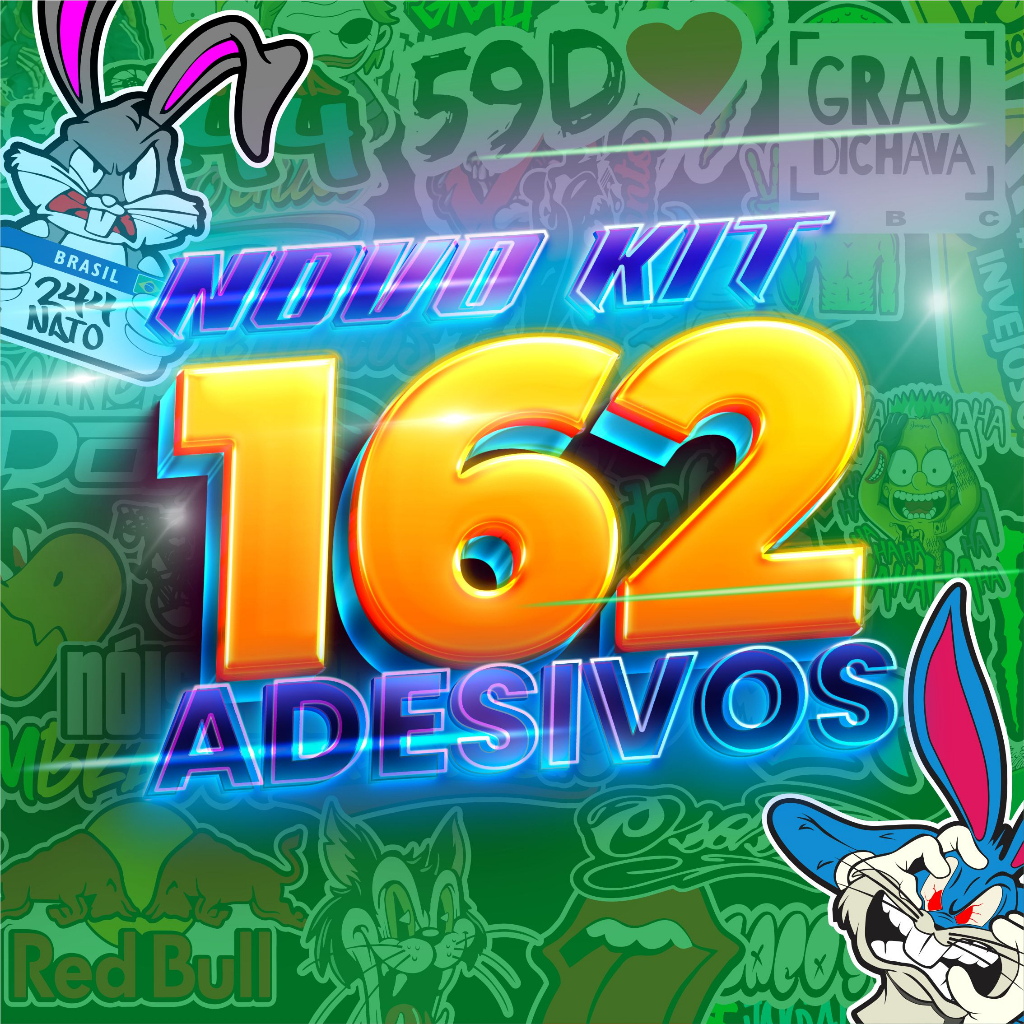 Kit 162 Adesivos, Adesivos variados Cartela, Vinil para bicicleta, moto, carro, figurinhas ...