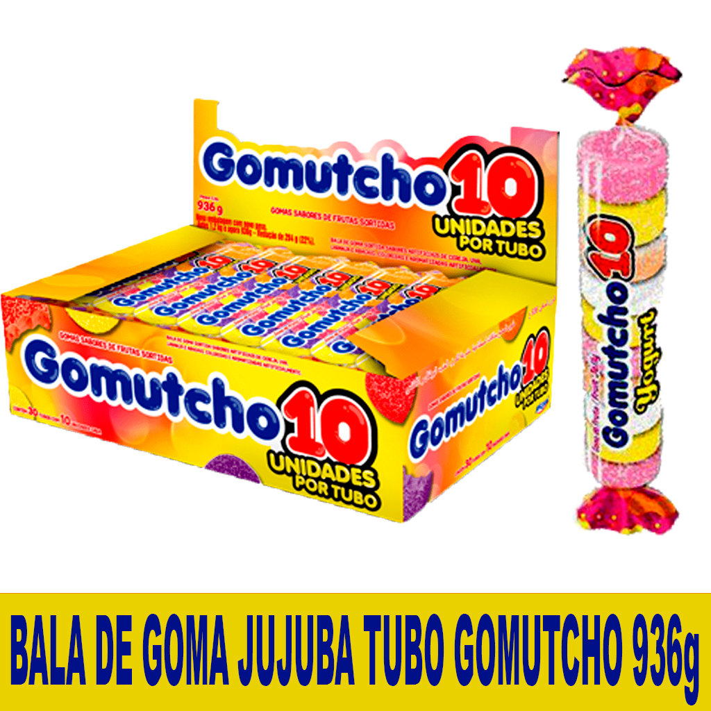 Bala de Goma Jujuba com 30 Tubos Gomutcho Sabores Sortidos Festa Riclan ...