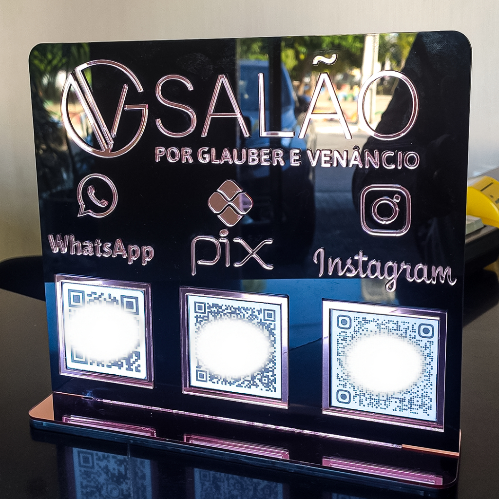 Placa 3 QR code / Em Acrílico Personalizada. | Shopee Brasil