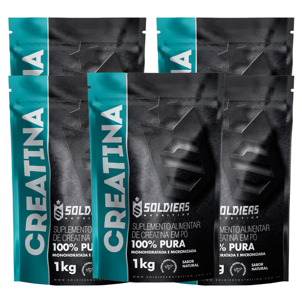 Kit 5kg Creatina Monohidratada 100 Pura Importada Soldiers