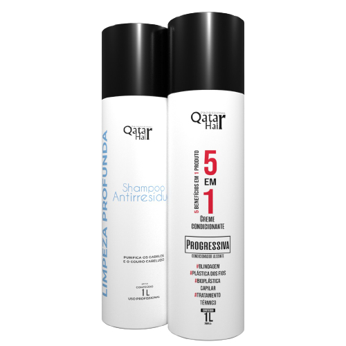 Progressiva Semi Definitiva 5 Em 1 Qatar Hair 2X1 Litro | Shopee Brasil