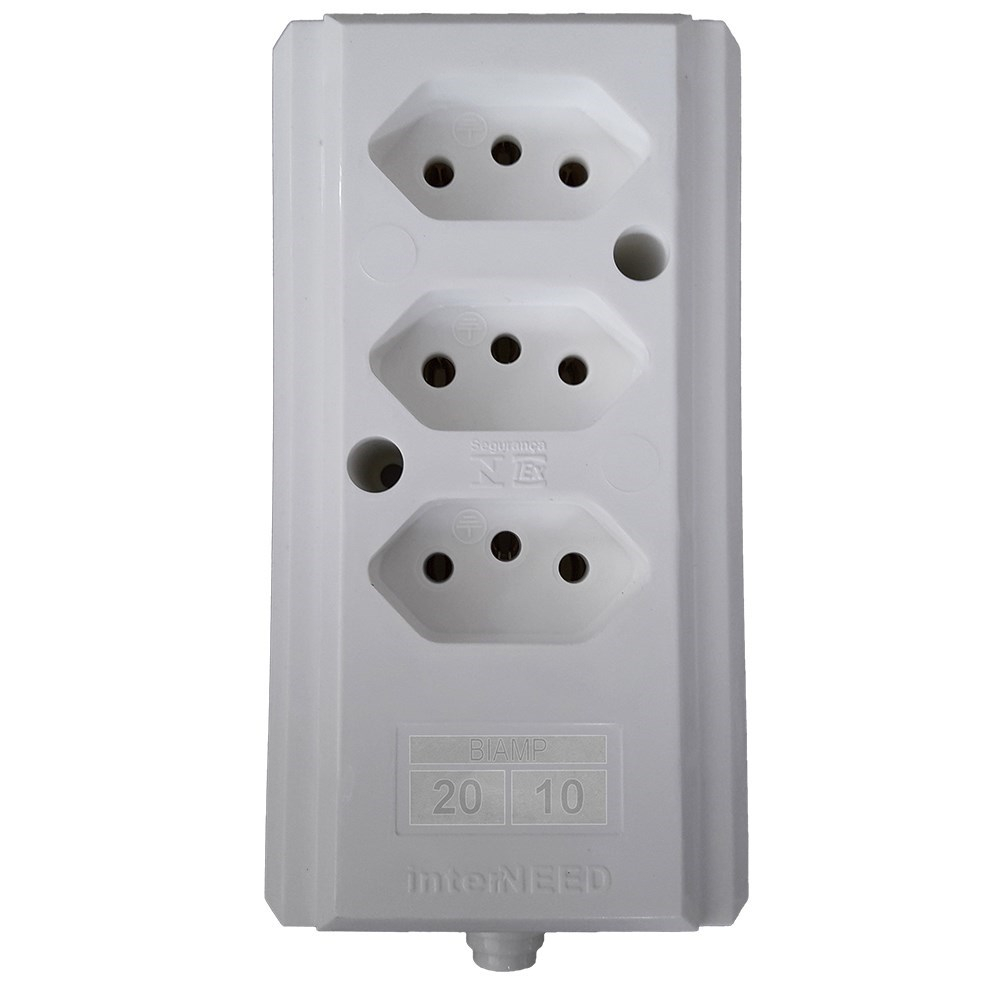 Tomada Barra Tripla 10A E 20A 2 Polos Branco e Preto - Pronta Entrega ...
