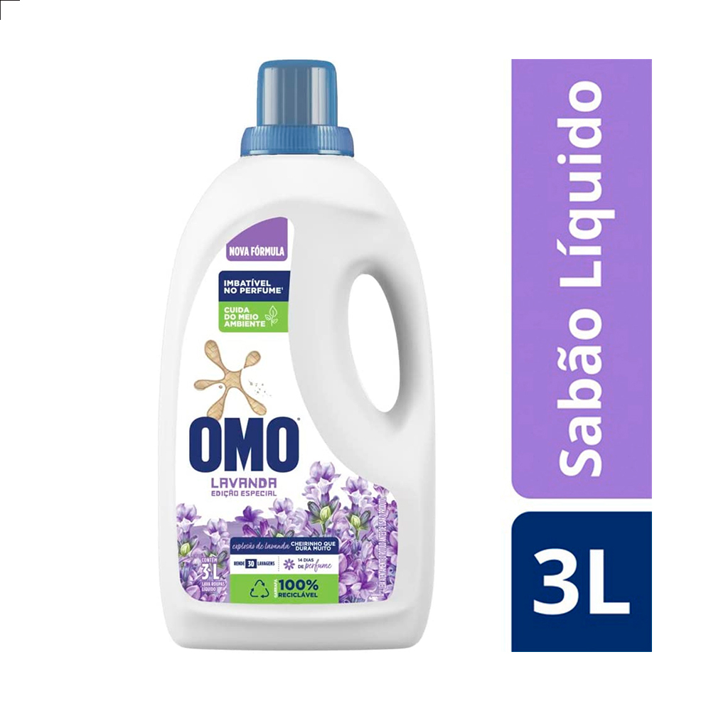 Kit com 2 Sabão Líquido OMO Multiação Lavanda Remove as Manchas Mais ...