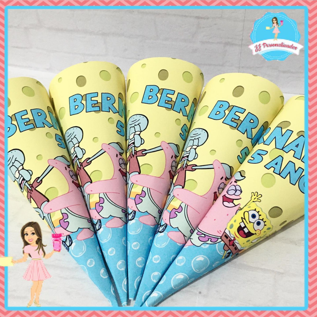 20 Cones para Guloseimas Lembrancinha Papelaria Personalizada Festa Bob ...