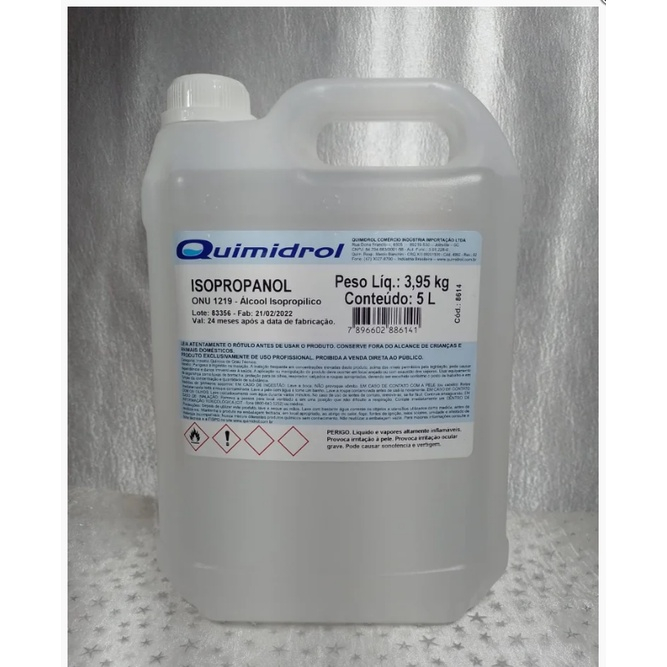 Alcool Isopropilico Quimidrol 5 Litro Puro Limpador De Uso Geral ... Alcool Isopropilico Quimidrol 5 Litro Puro Limpador De Uso Geral ...