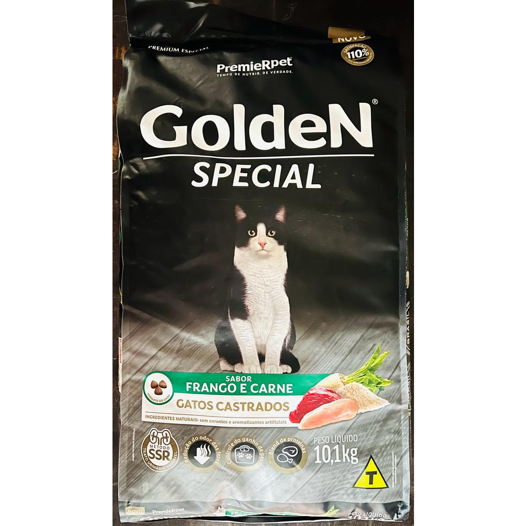 NOVO SABOR - GOLDEN SPECIAL GATOS CASTRADOS SABOR CARNE E FRANGO 10,1KG ...