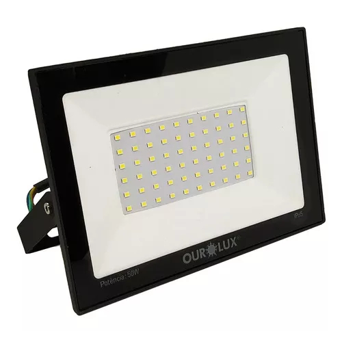 Refletor Projetor Super Led 50w 6500k Bivolt Preto Ourolux | Shopee Brasil
