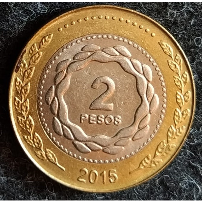M- 290 Moeda Argentina 2 Pesos Bimetálica 2015 | Shopee Brasil