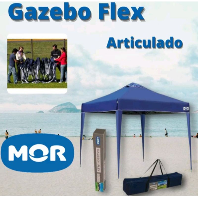 Tenda Gazebo Dobravel Articulada X-flex 3x3 M Base e Topo Azul Mor ...