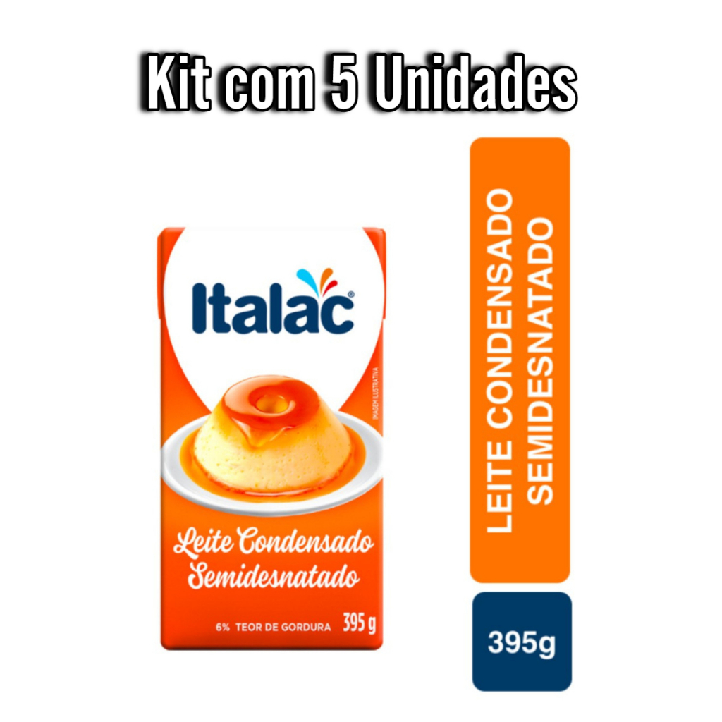 Leite Condensado Italac Semidesnatado Caixa 395g Kit Com 5 Unidades ...