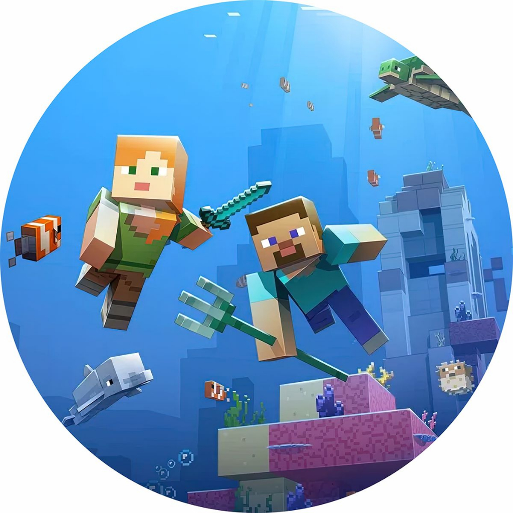 Painel Redondo Minecraft Em Tecido Sublimado 1,50m X 1,50m | Shopee Brasil