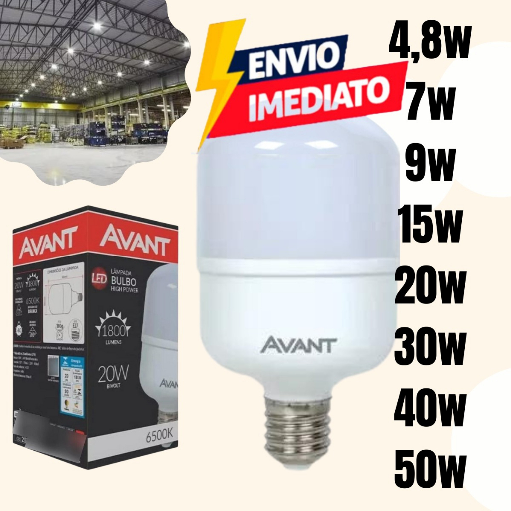 Lampada De Led AVANT/ASUS Luz Branca 6500k 4,8w/7w/12w/15w/20w/30w/40w/50w (1 Ano De Garantia ...