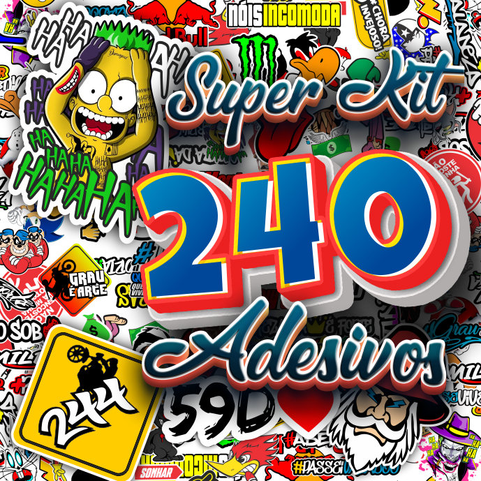 Super Cartela 240 Adesivos variados, Vinil para bicicleta, moto, carro, Kit, figurinhas ...