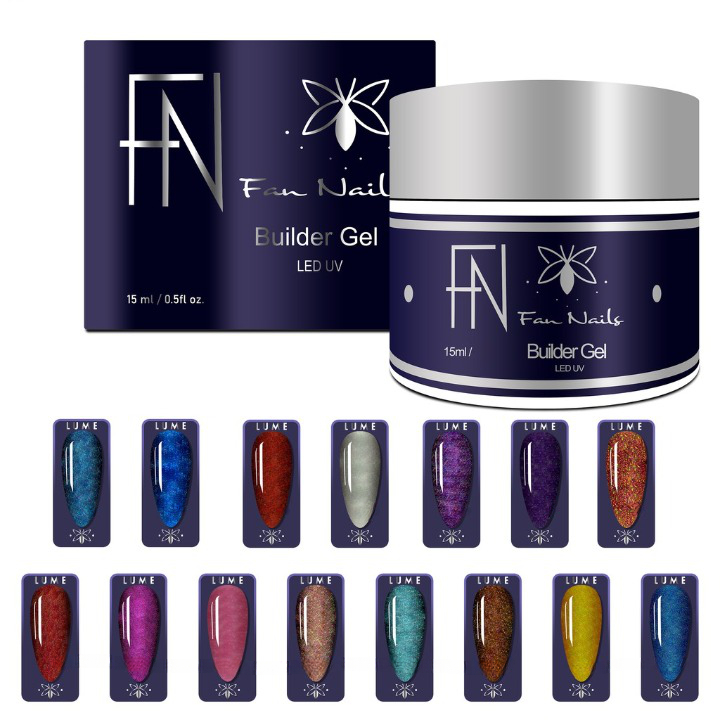Gel Coleção Lume Fan Nails Glitter LED UV Autonivelante 15ml | Shopee ...