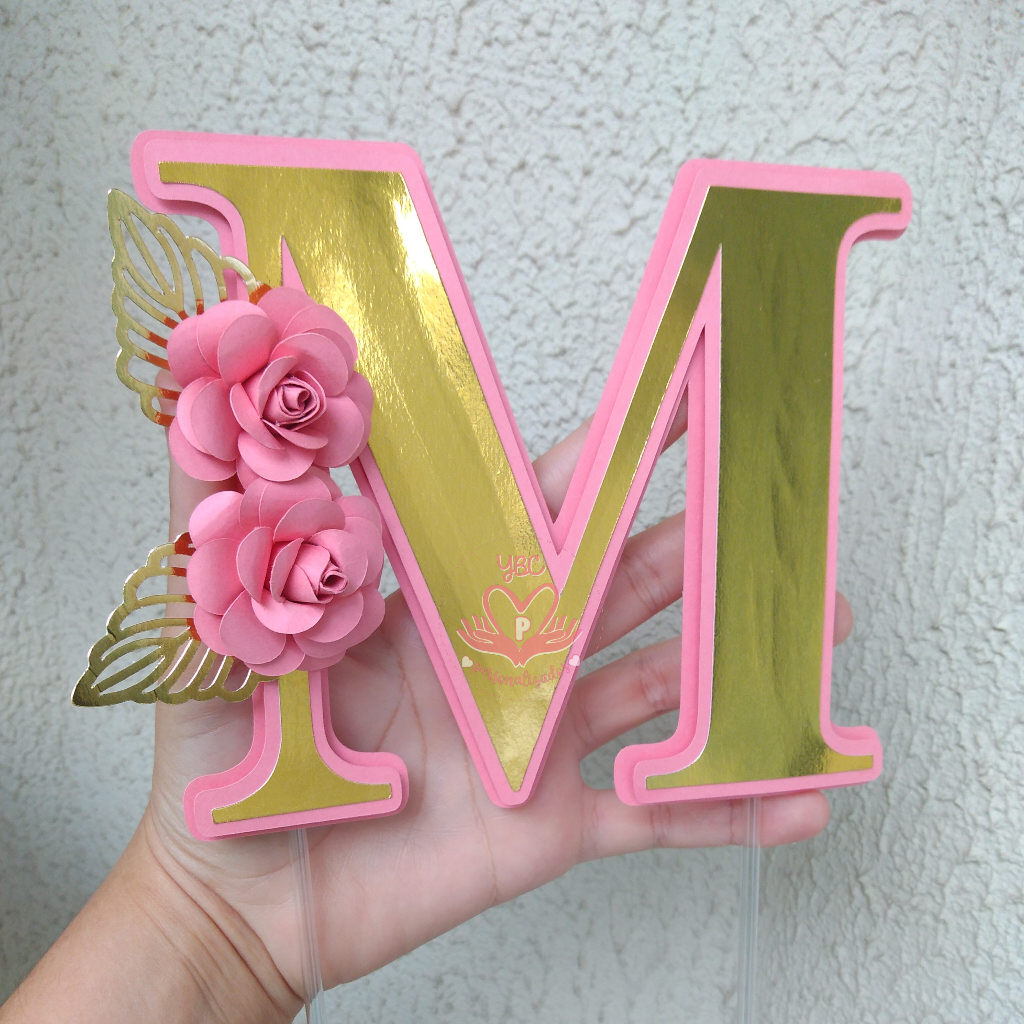 Letra M para Decoração de Bolo - Topper Inicial do Nome | Shopee Brasil