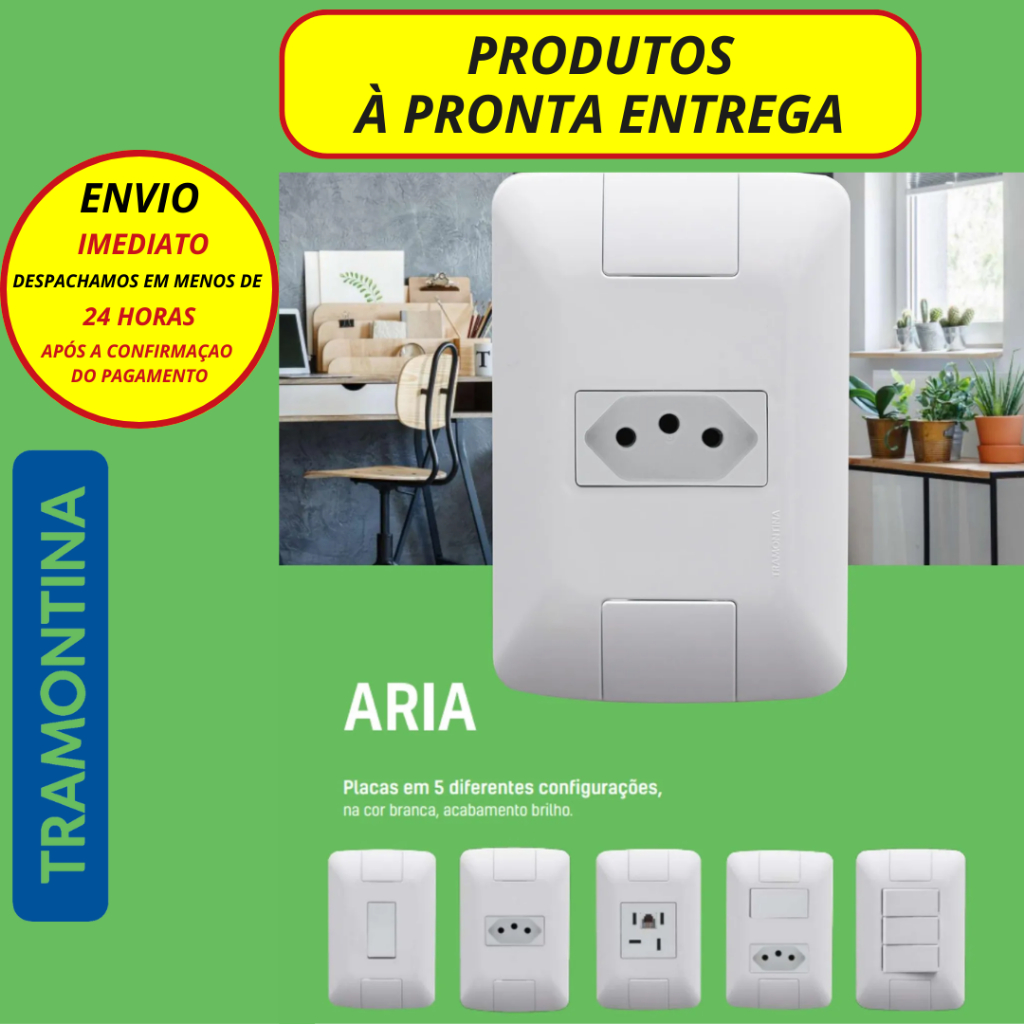 Interruptor, Tomada 10a 20a Tramontina Aria Apagador Paralelo/Simples 4x2 Monte seu kit | Shopee ...