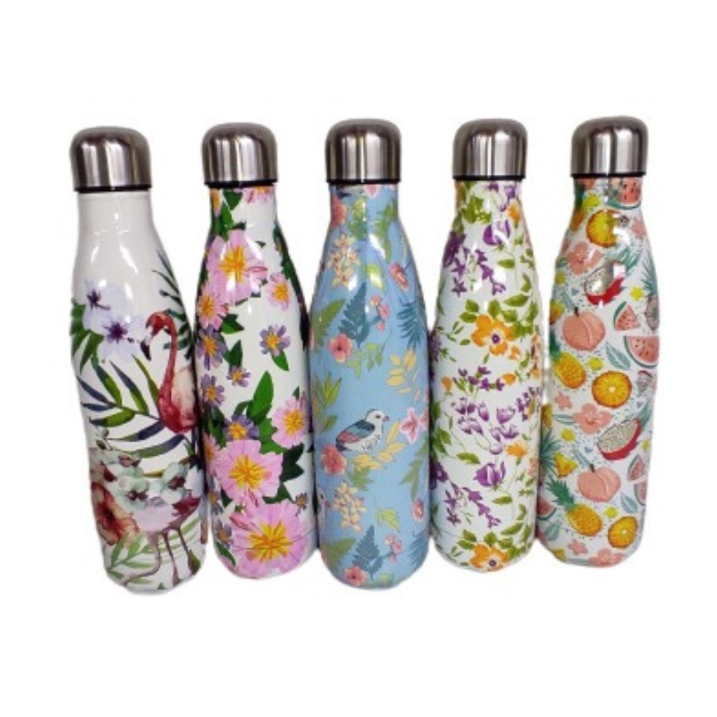 Garrafa Térmica Squeeze Estampada Florida Flores Pássaros Frutas ...