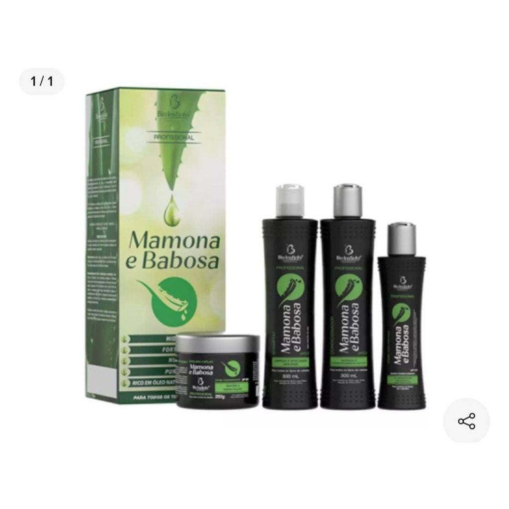 Kit Capilar Mamona E Babosa Bio Instinto 1 shapoo +1 condicionador+1 ...