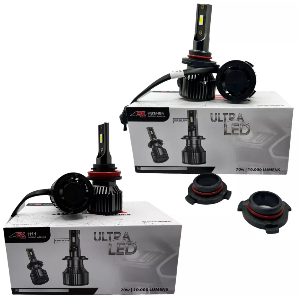 Kit Ultra LED ASX Modelo HB4 e H11 CSP 70W 6000k 10000 Lumens 12/24V Com Cooler | Shopee Brasil