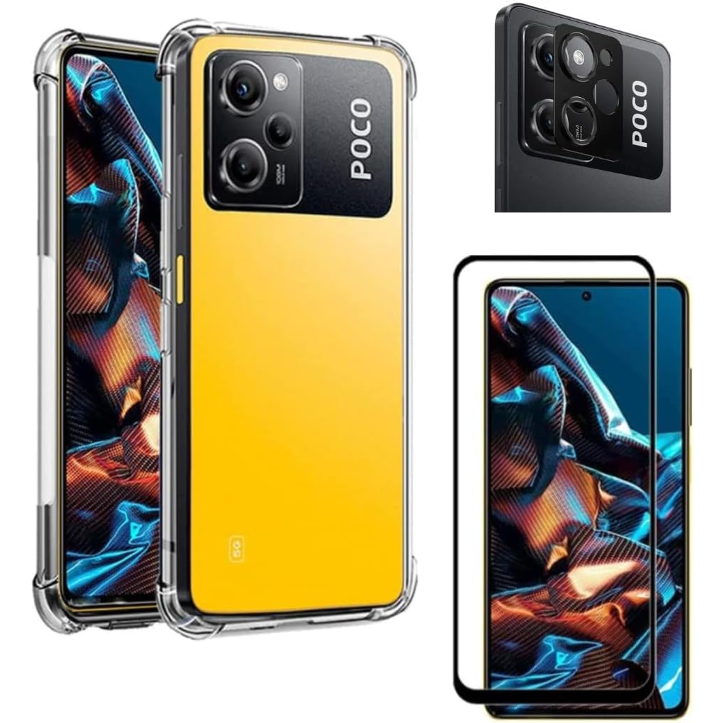 Capa Capinha Anti Impacto + Película de Cerâmica 9D + Película Câmera Compatível Com Poco X5 Pro ...