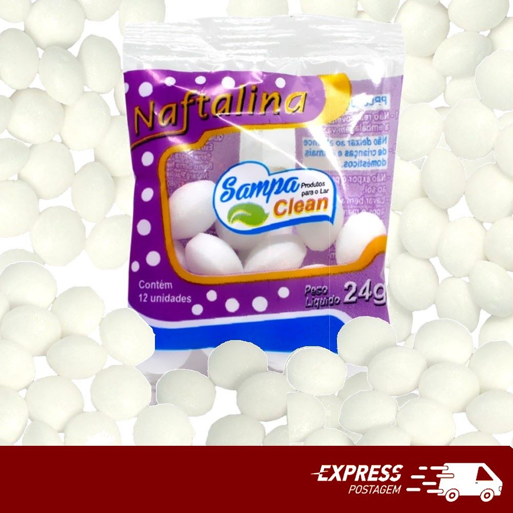 Naftalina Pura Comum C/12 Bolas Sampa Clean 24g | Shopee Brasil