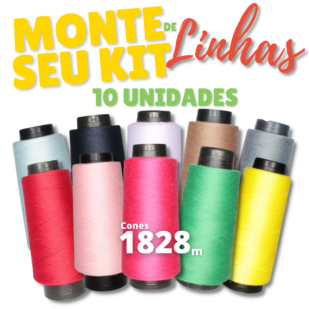 Kit Linha Colorida 10 Cones de 1828m ou 2000j, Linha de Costura ...