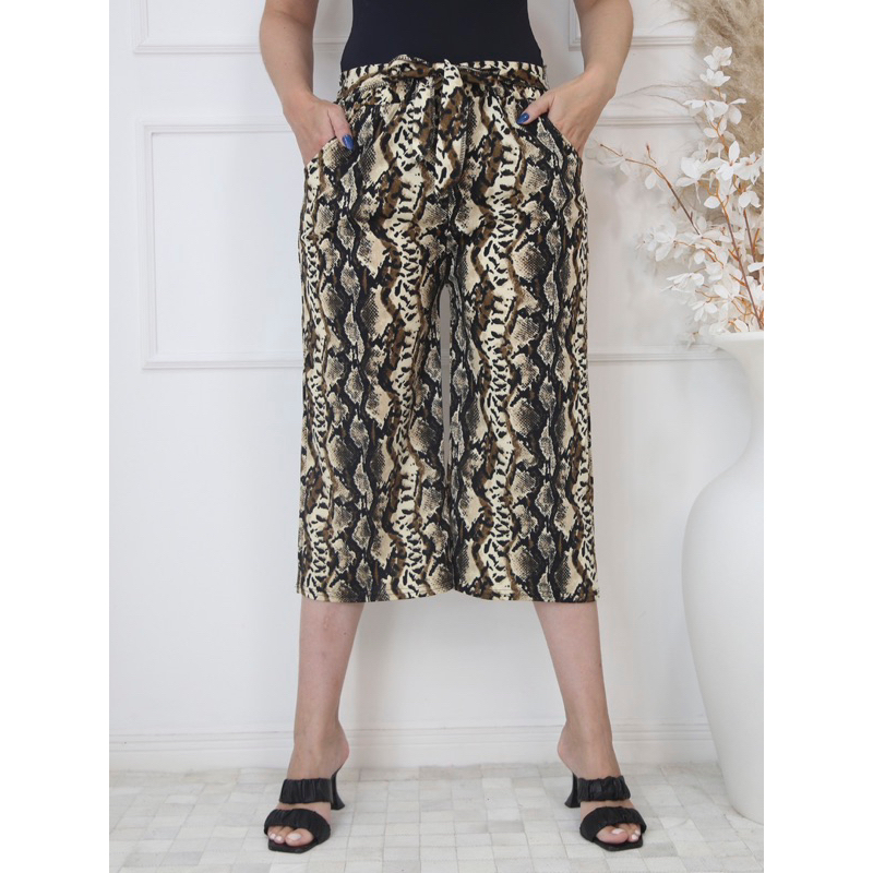 calça 048-2 Pantacor com bolsa com com cinto crepe | Shopee Brasil