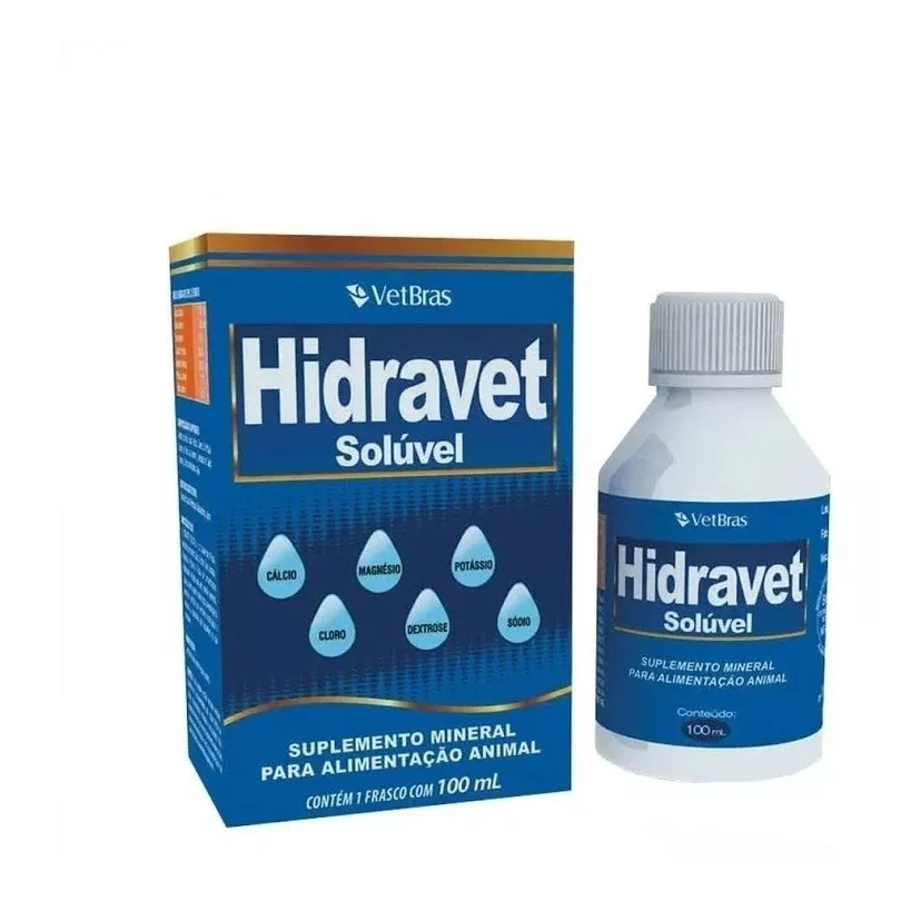 Soro Mineral Para Animal Hidravet Solúvel Hidratante Energético 100ml ...