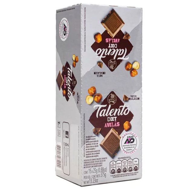 Chocolate Talento Diet Avelãs (15 unidades) | Shopee Brasil