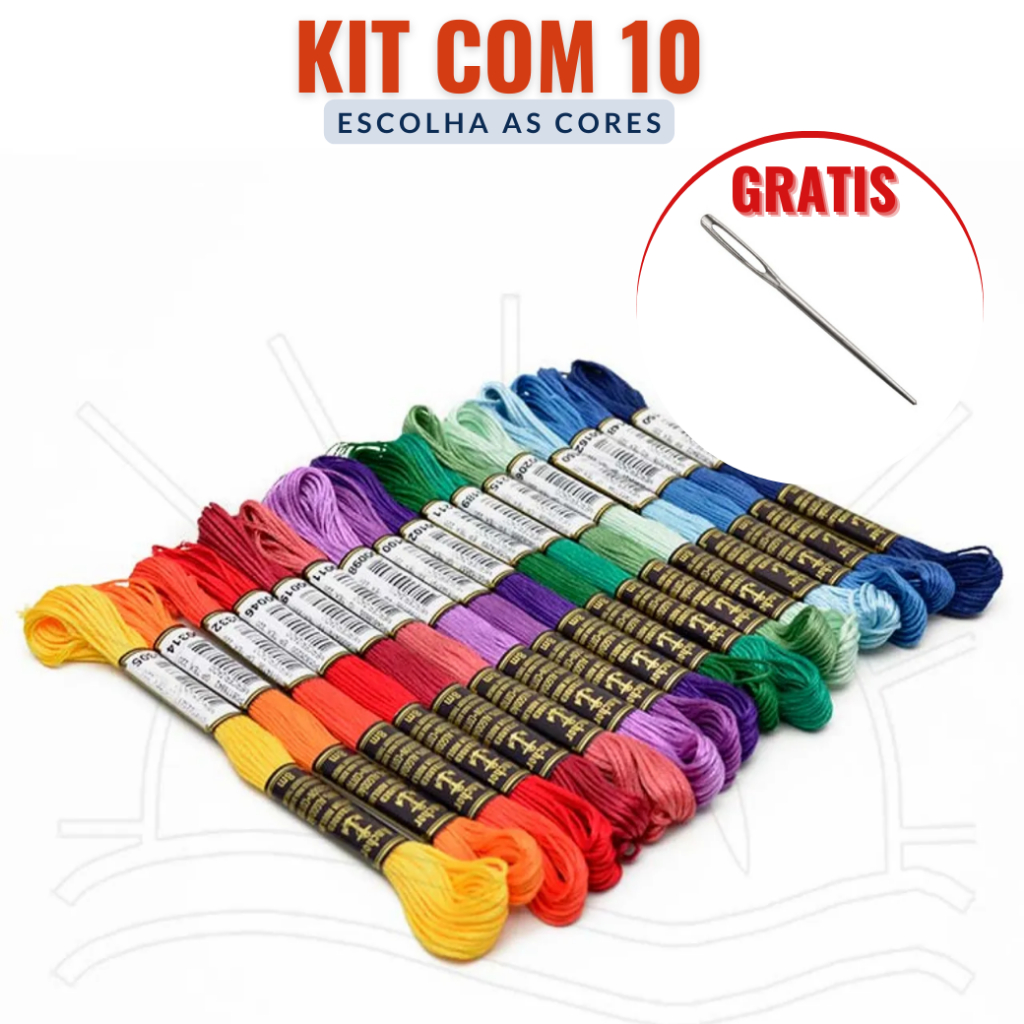 Kit com 10 Linhas para Bordado Meada Anchor Stranded, 8 Metros, 100% ...