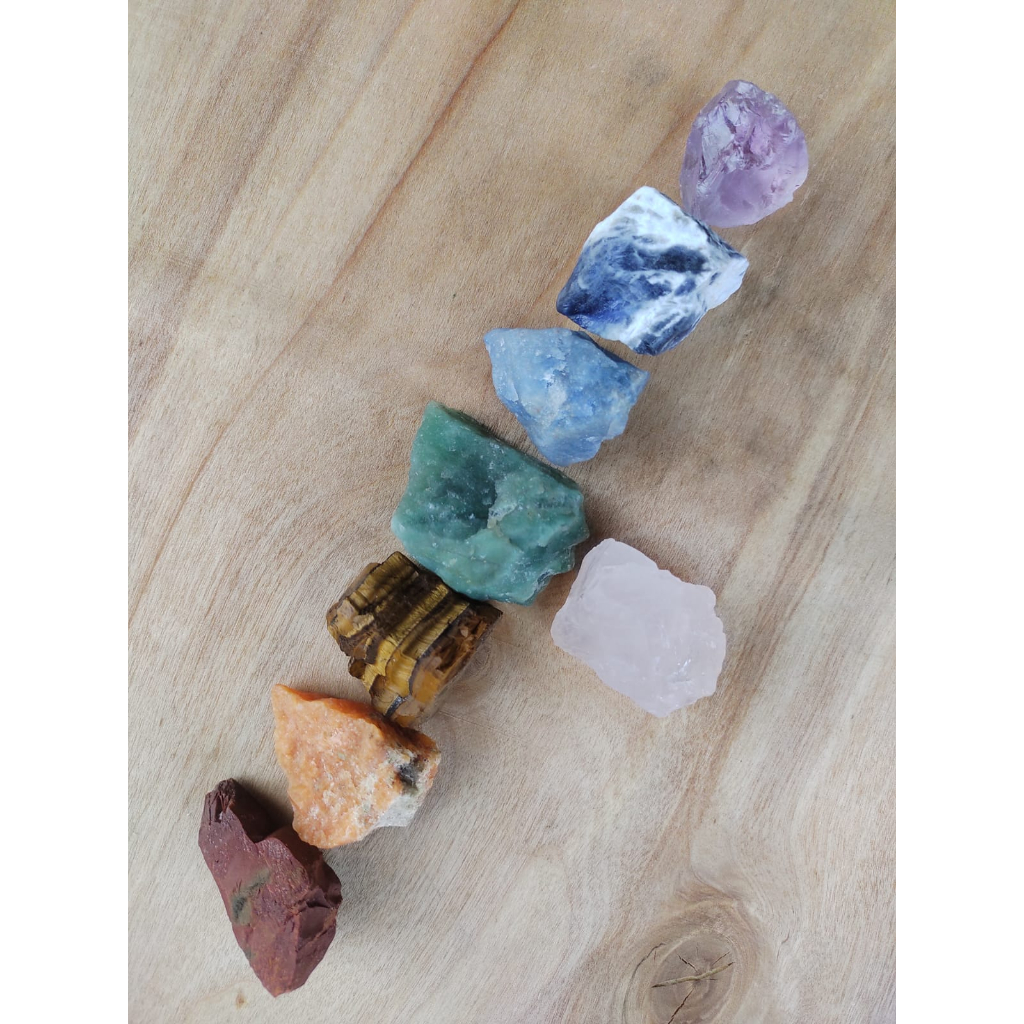 Kit Pedras dos 7 Chakras Pedras BRUTAS para alinhamento dos Chakras | Shopee Brasil