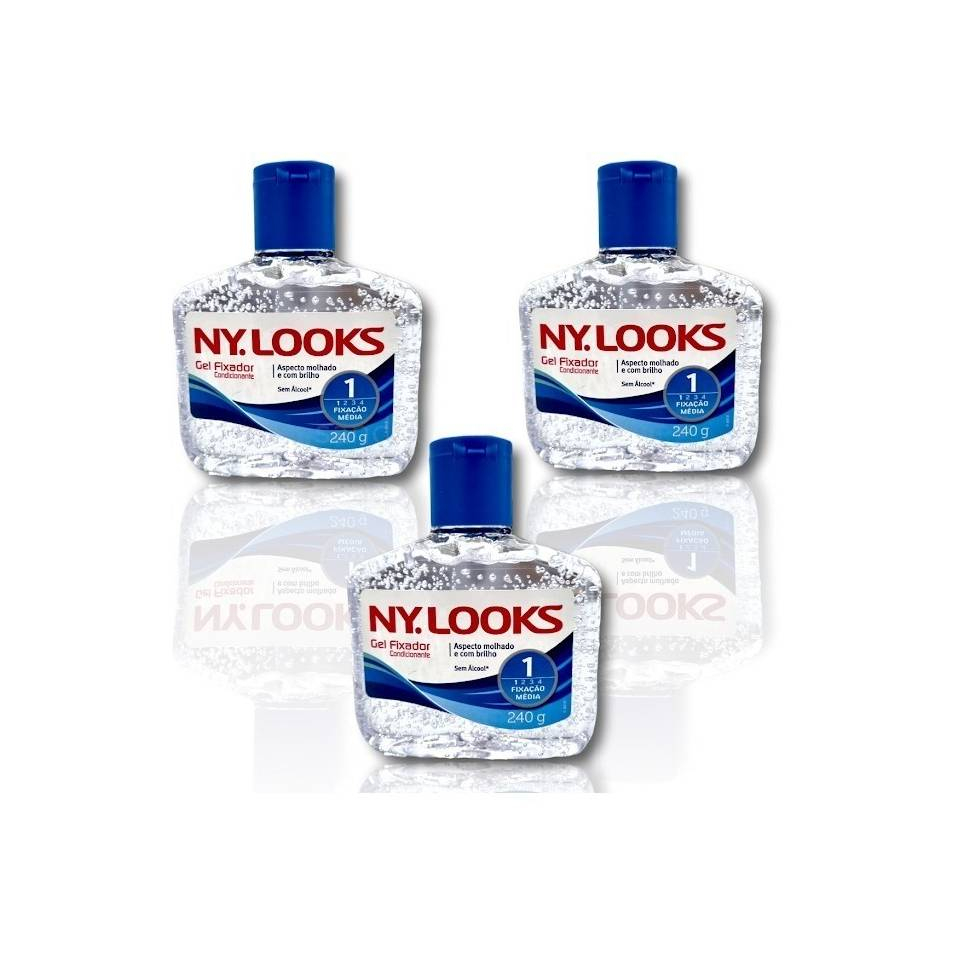 Kit 3 Gel Ny.Looks Fixação Média para Cabelo 240g | Shopee Brasil