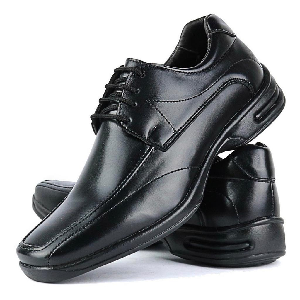 Sapato Social Preto Masculino Anti Stress Ortopédico Diabético Confort ...