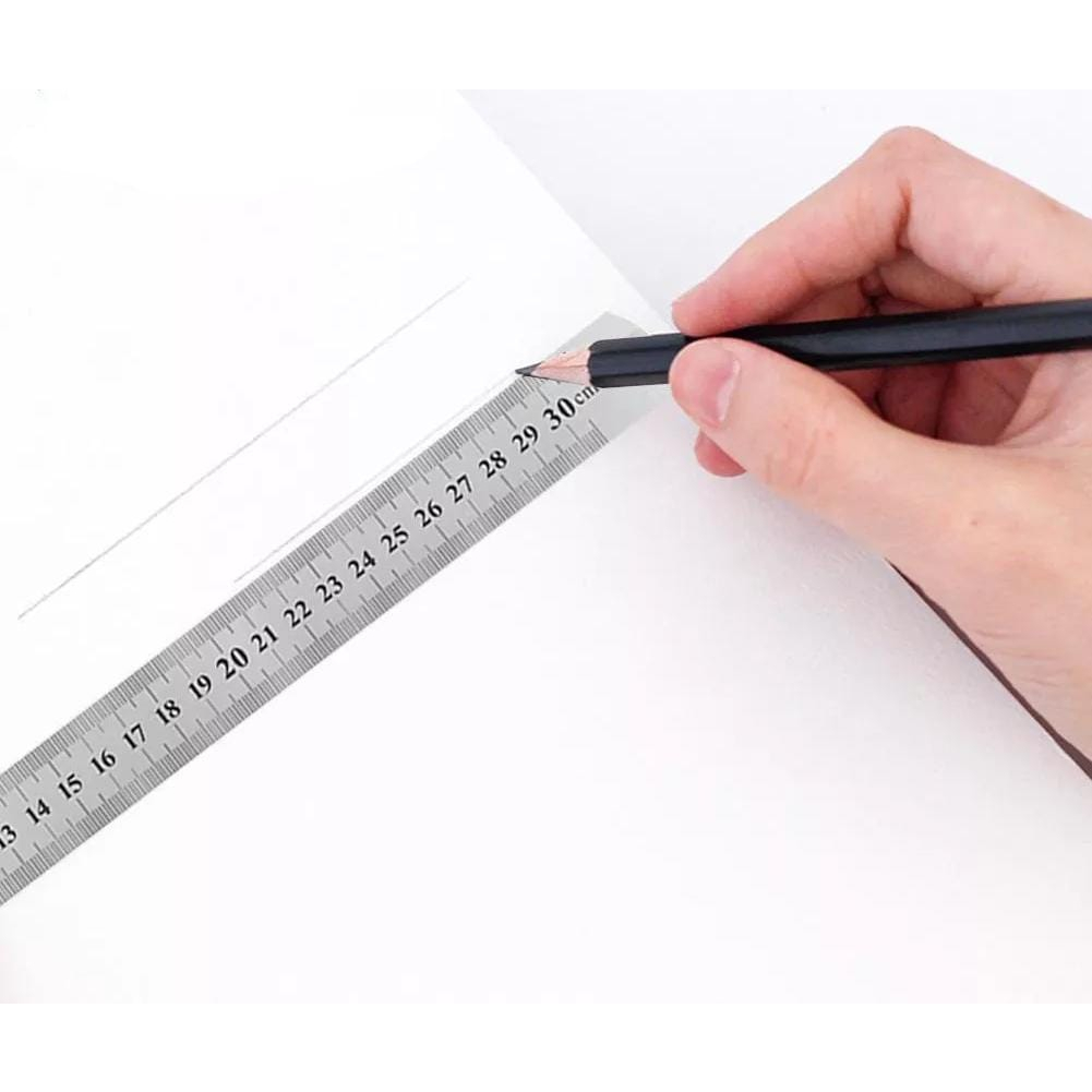 Régua de aço inox 30 cm graduado em milímetros e polegadas escolar ...
