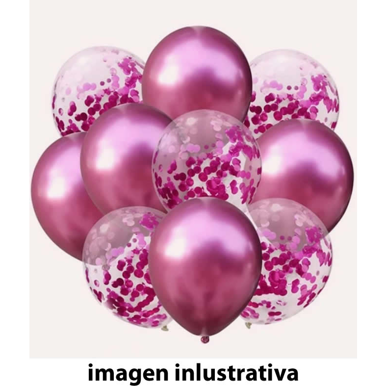 Kit com 10 Balões Rosa ( 5 bexigas Metalizadas e 5 Bexigas Com Confetes ...