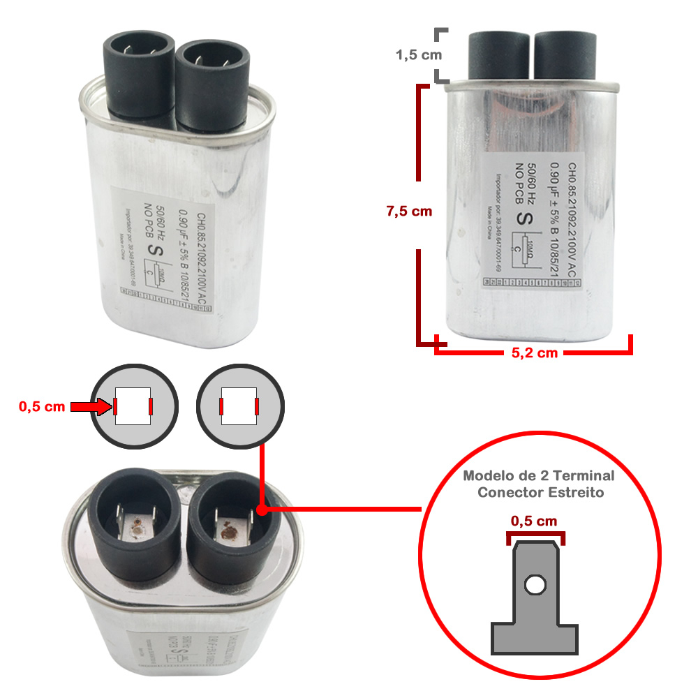 Kit 10 Pecas Capacitor Microondas 0,90uf X 2100v - Novo !!! | Shopee Brasil