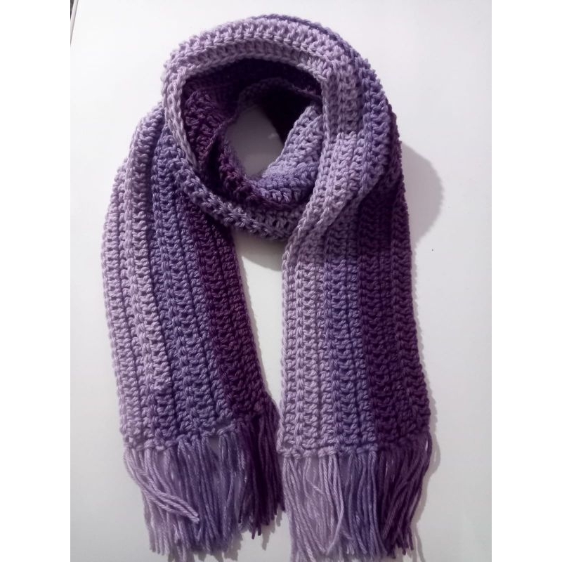 Cachecol feito a mão em Crochê com lã em tons de roxo e lilás | Shopee ...