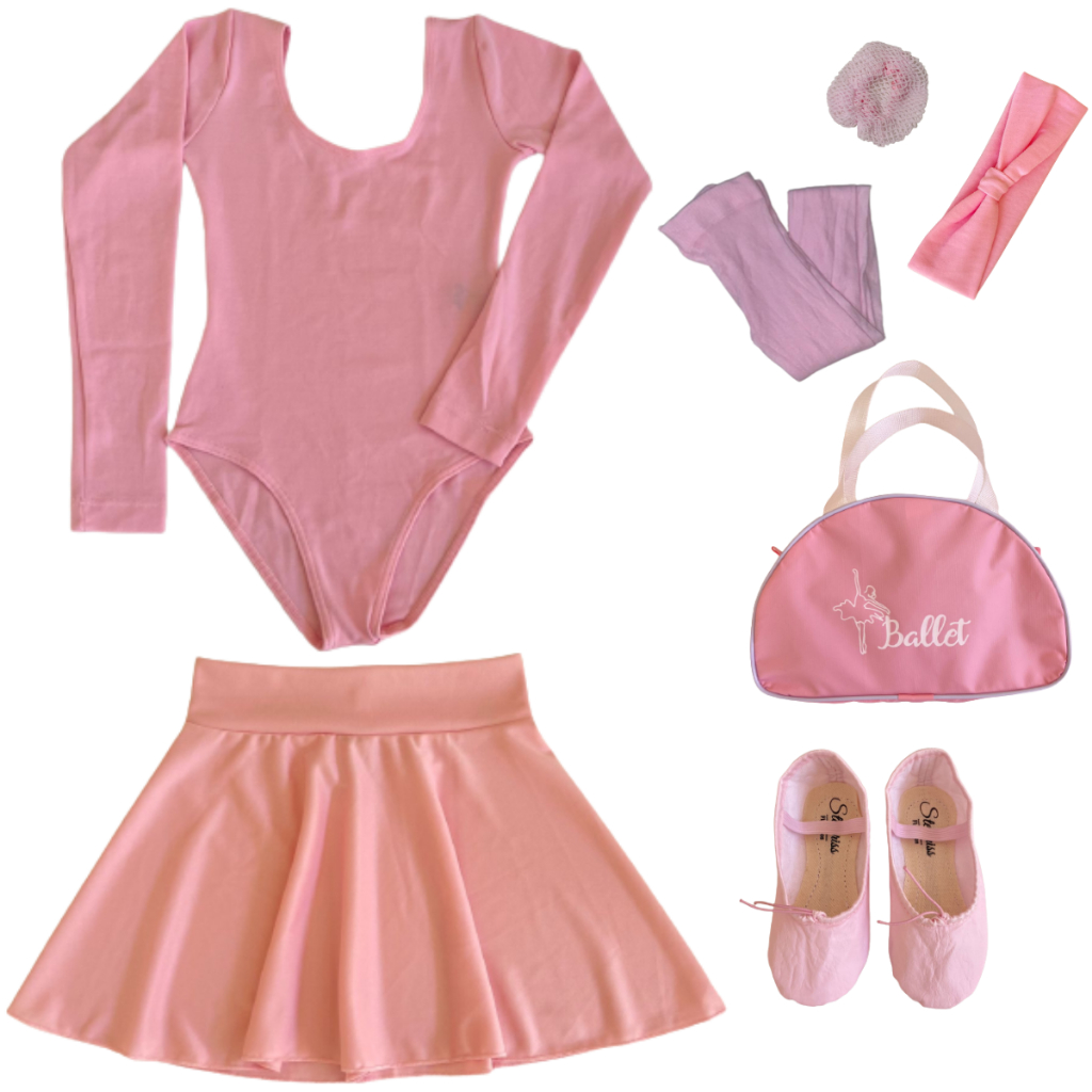 Kit Completo Bailarina Com Collant Manga Longa Ballet Rosa | Shopee Brasil
