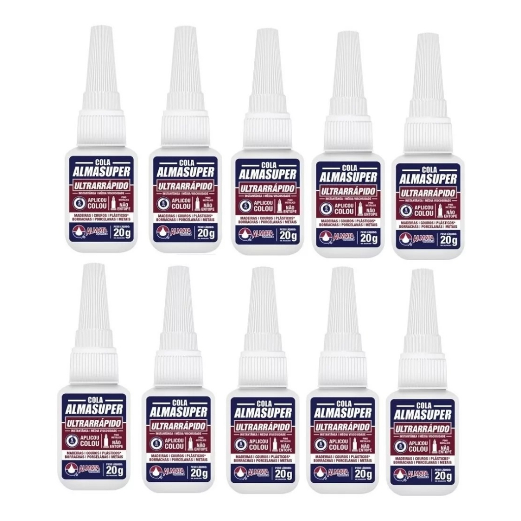 Kit com 10 Unidades Cola Instantânea Alma super Ultra rápida. | Shopee ...