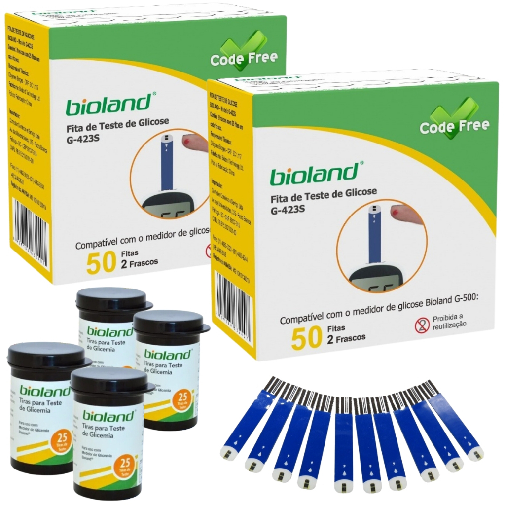 100 Tiras Glicemia G-423S Fita Teste Medição Glicose Diabetes para ...
