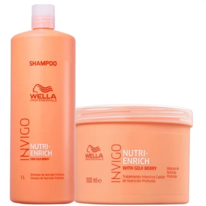 Kit Wella Invigo Nutri Enrich Shampoo 1000ml + Máscara Nutri Enrich ...